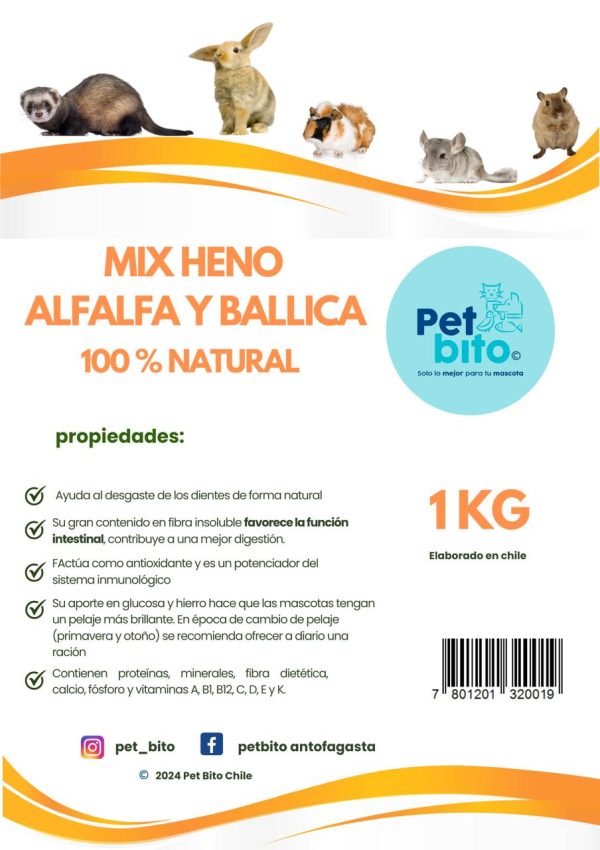 Heno Mixto Alfalfa Ballica 1kg – Petbito